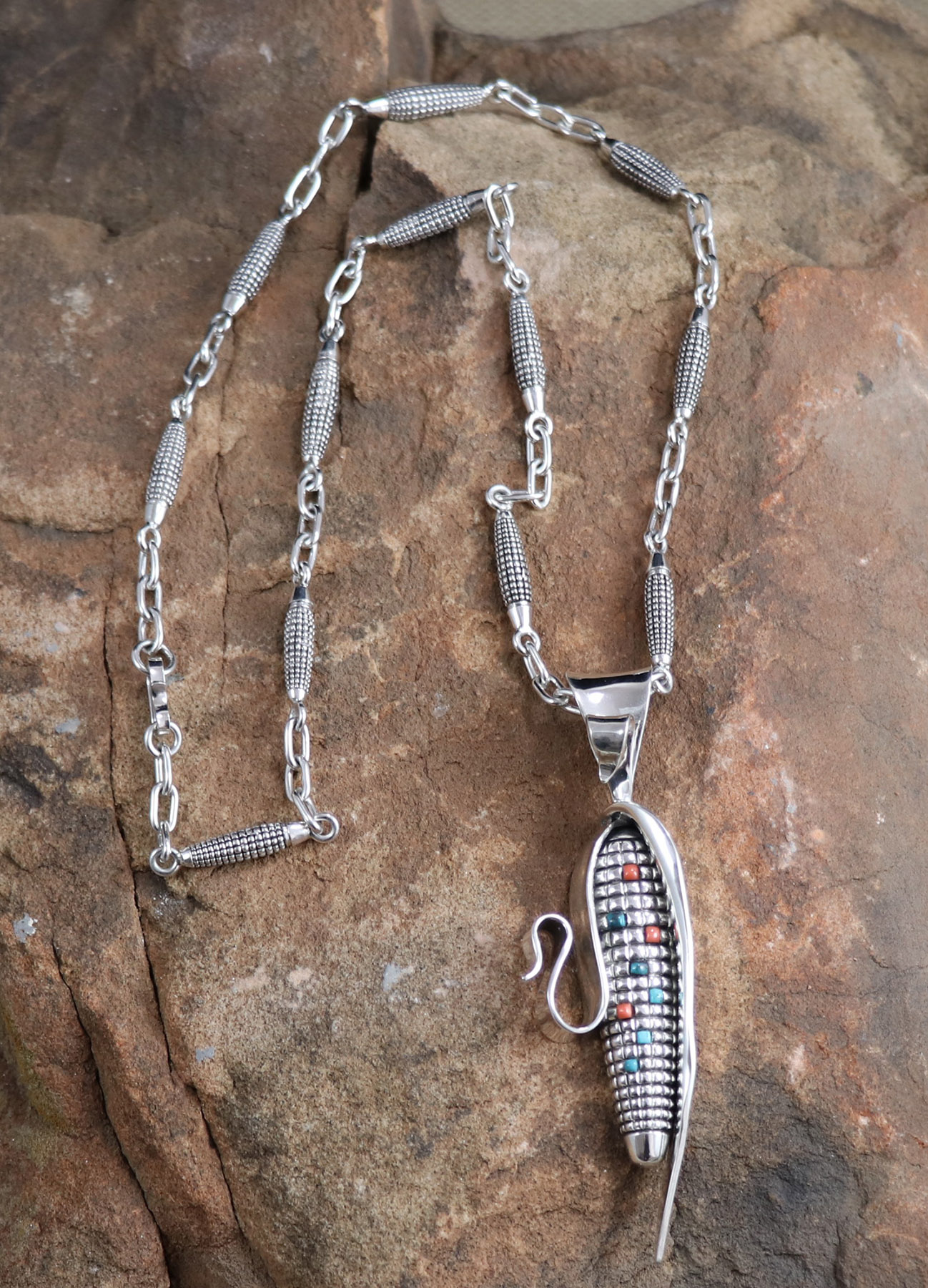 Sterling Silver Corn Pendant and Chain | Legacy Gallery Inc.