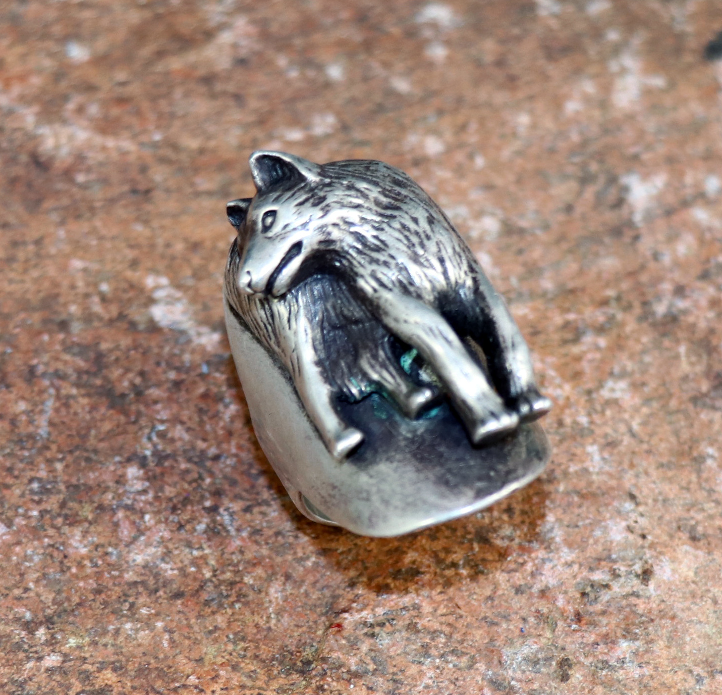 Wolf Ring Sterling Silver by Carol Felley | Legacy Gallery Inc.